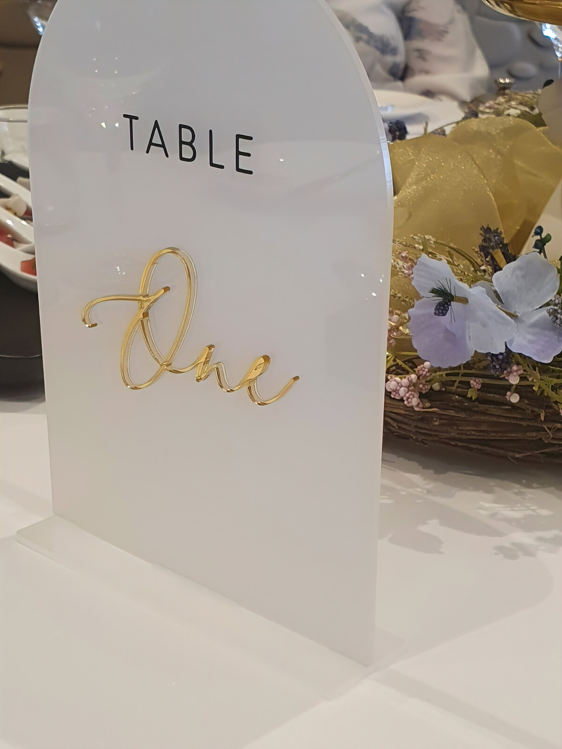 3D Arched Acrylic Table Number Sign Stand Wedding Table Decor White ...