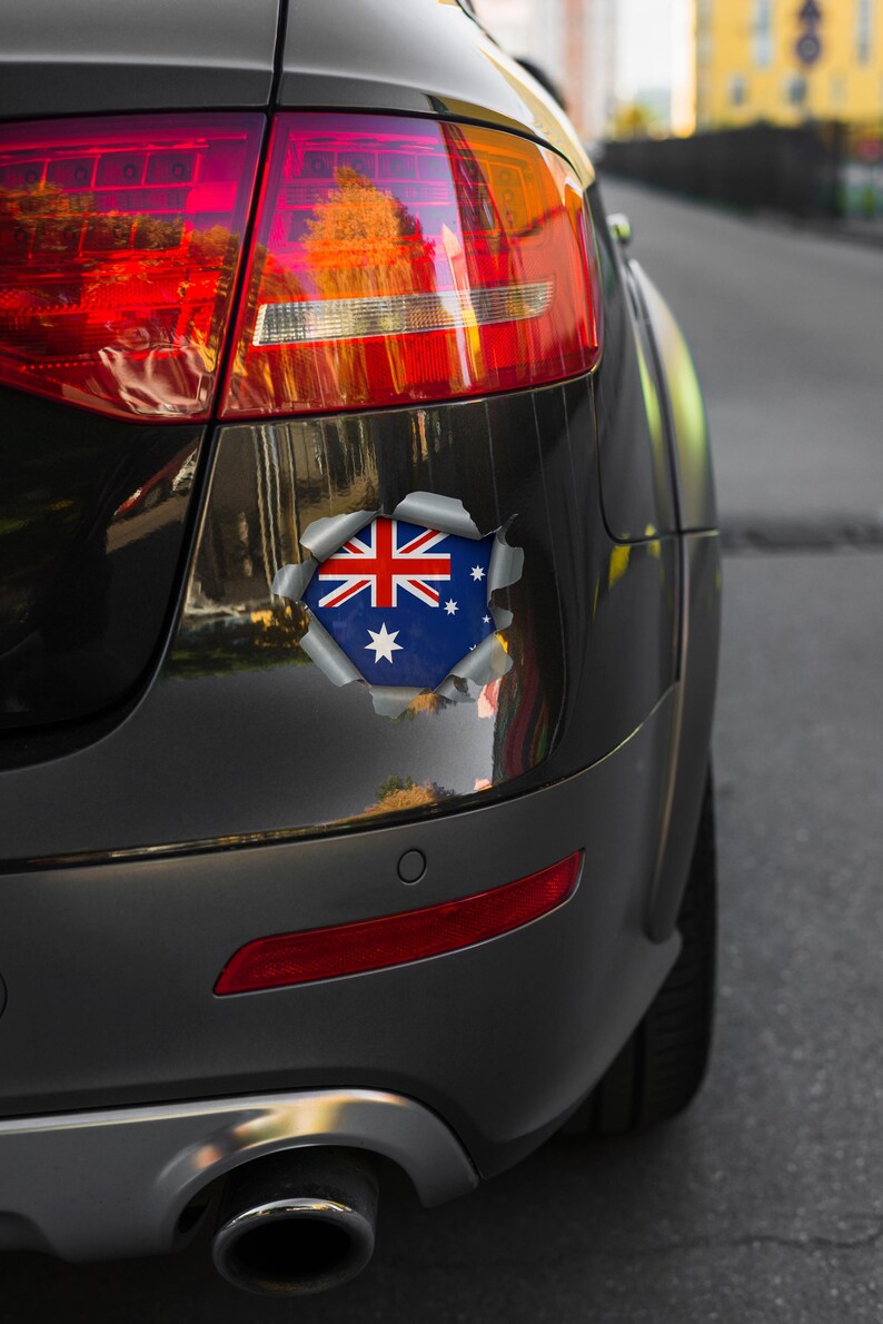 Australian Flag Burst Car Decal: Ripped Metal Dent Cover Australian Day ...