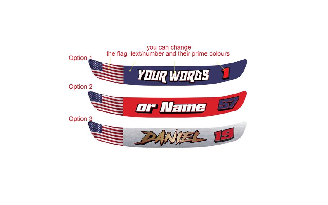 Custom Helmet Visor Decal: Flag, Text, Number - Bubble-free (300mm) - Etsy