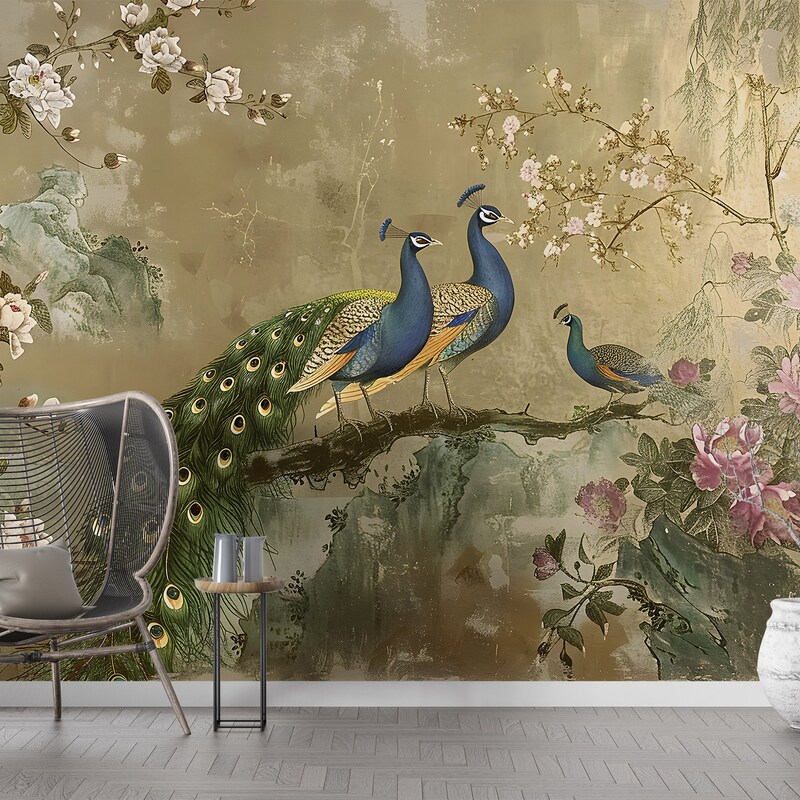 Peacock Wall Mural - Etsy
