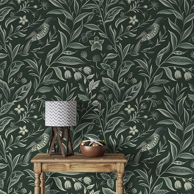 Dark Green Wallpaper - Etsy