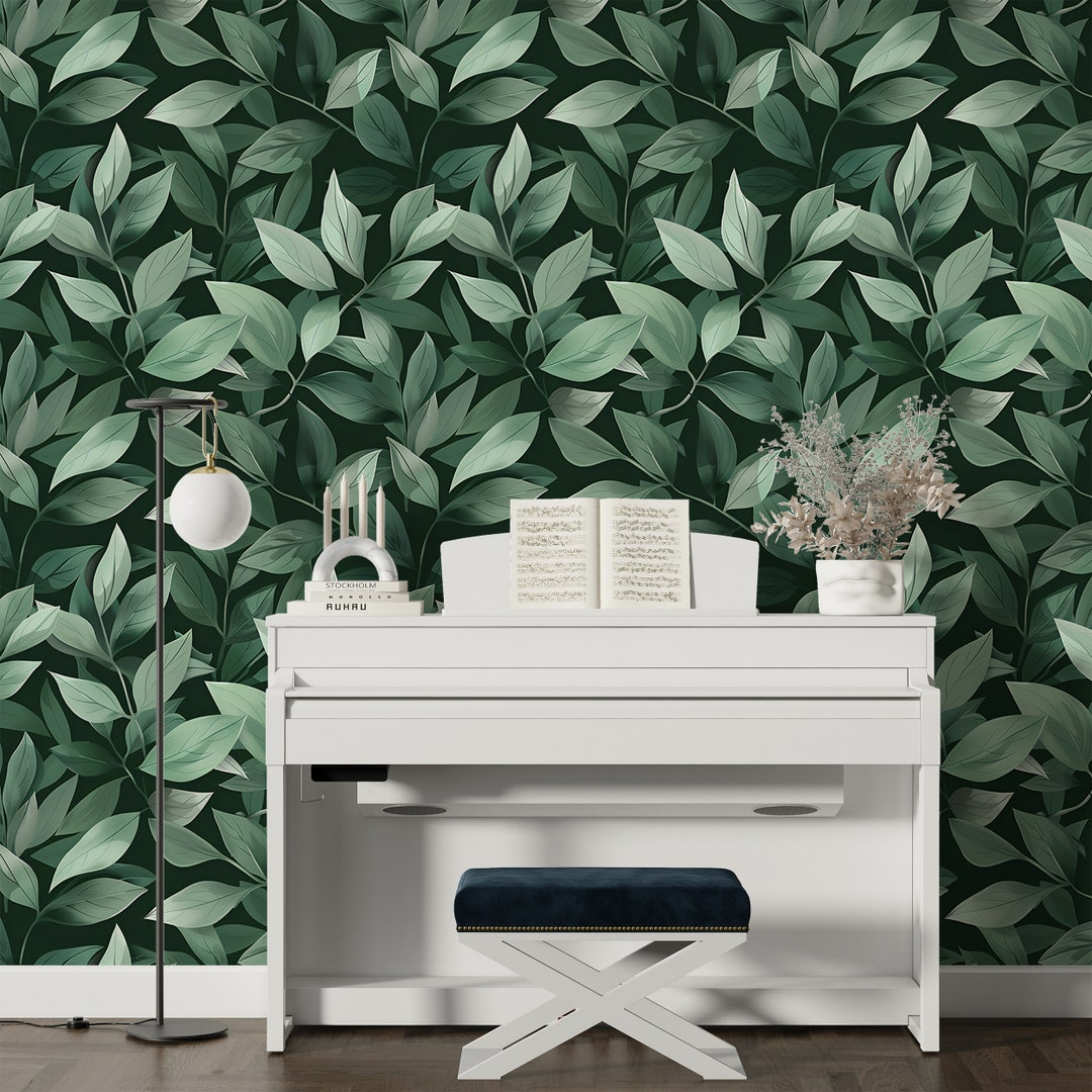 Green Leaves Wallpaper, Peel and Stick Greenery Wall Decor, Removable ...