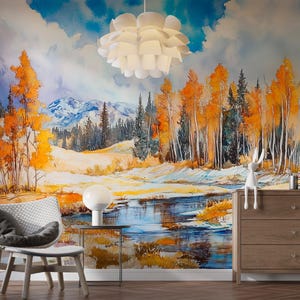 Wild Colorado Nature Wall Mural, Peel and Stick River and Pine Forest ...