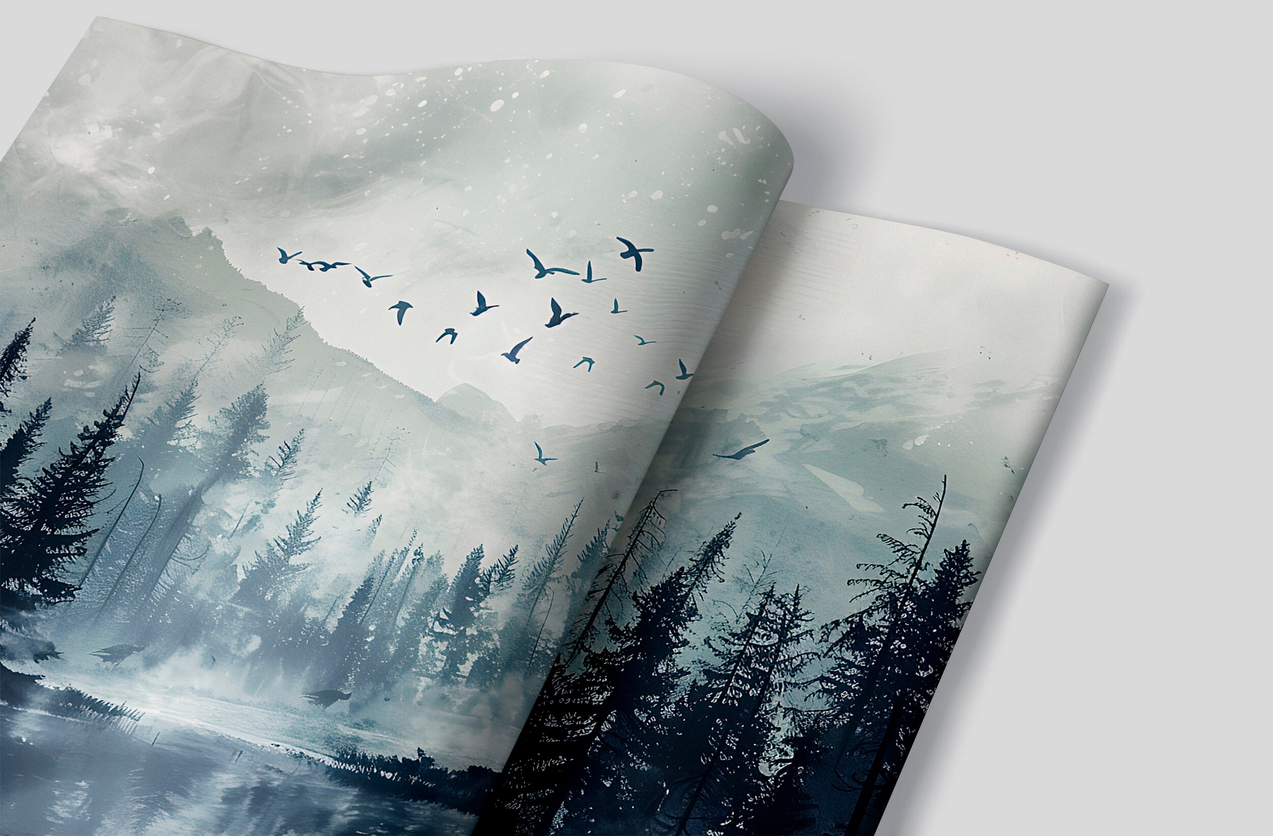 Dark Forest Wall Mural, Peel and Stick Black and Grey Pine Trees ...