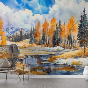Wild Colorado Nature Wall Mural, Peel and Stick River and Pine Forest ...