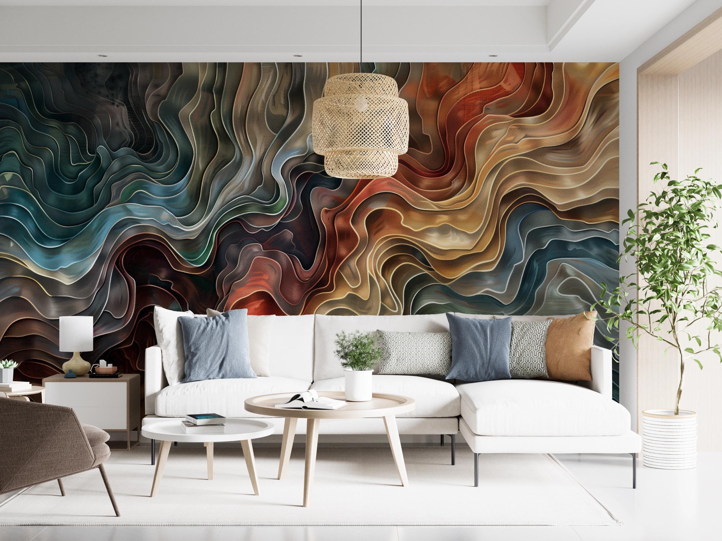 Colorful Wavy Line Art Wallpaper: Peel and Stick Mural - Etsy