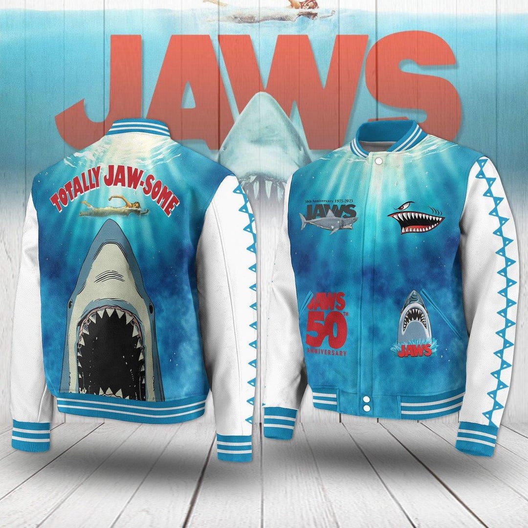 Jaws Ocean Horror Baseball Jacket, Jaws 50th Anniversary Jacket Men ...