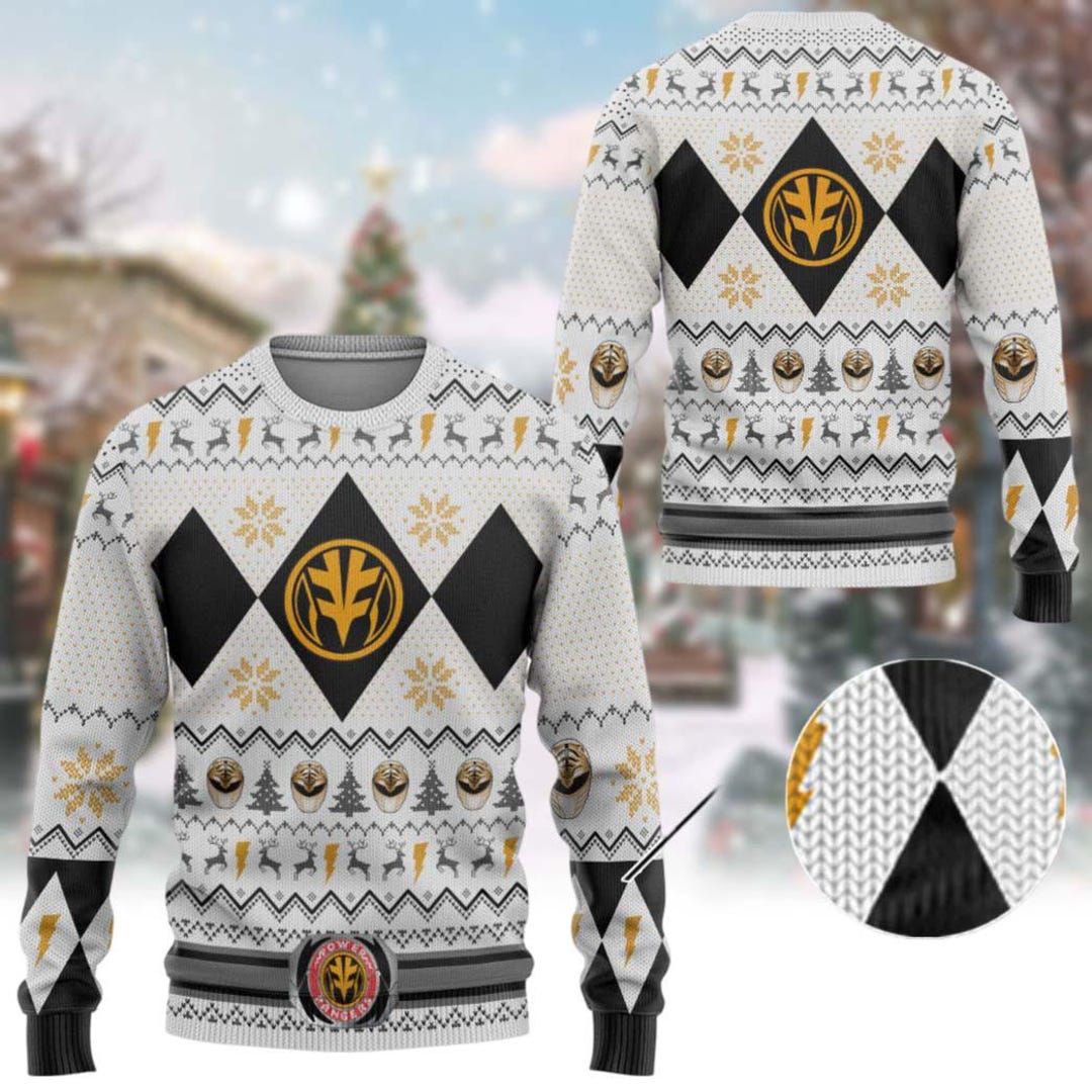 White Ranger Ugly Sweater, Custom Might Morphin Shirt, Superhero ...