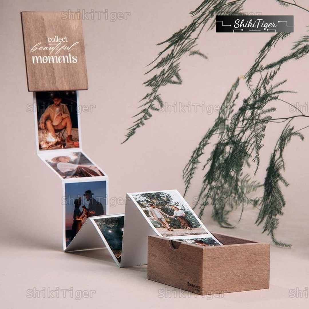 Personalized Wooden Photo Box, Pull Out Photo Album, Memory Collection ...