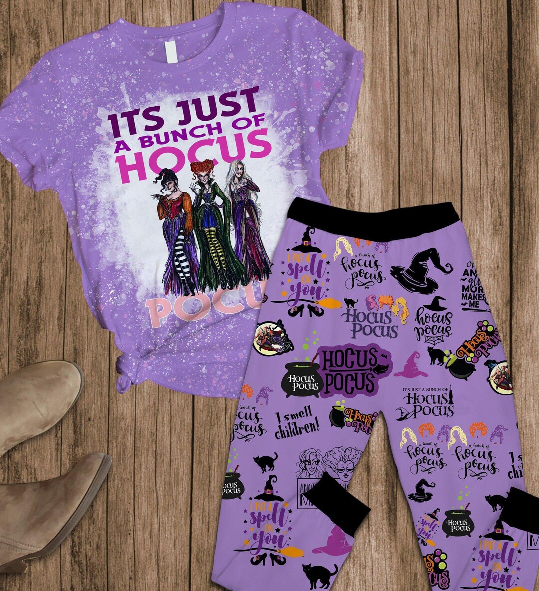 Halloween Hocus Pocus Pajamas Set, Disney Sanderson Sisters Sleepwear ...
