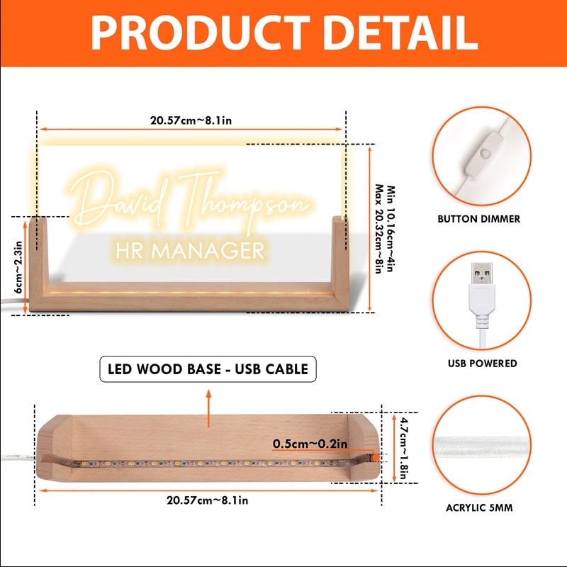 Personalized Light up Desk Name Plate, Office Table Decor From Wood for ...