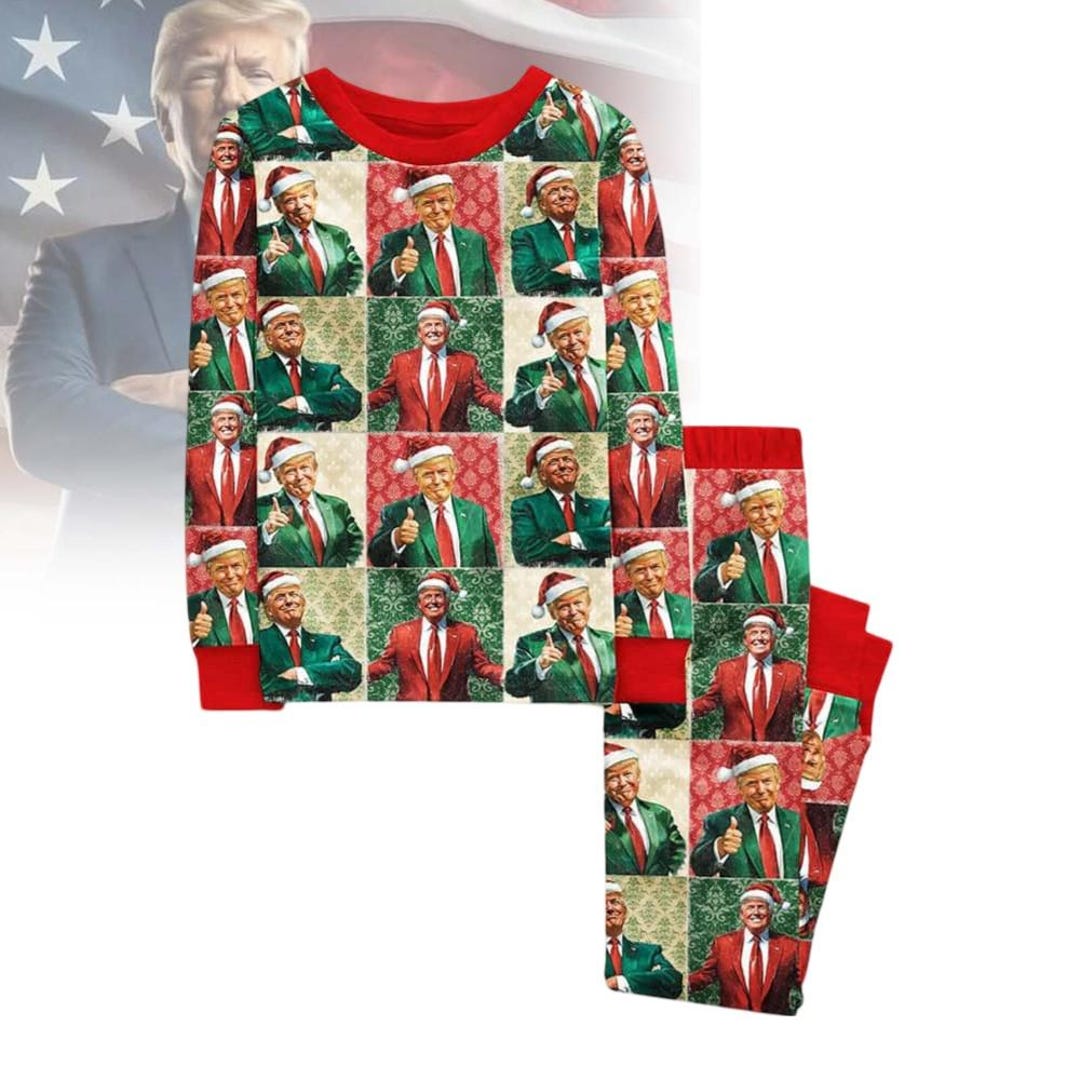 Trump Christmas Pajamas Set, Make America Great Again Holiday Pajamas ...