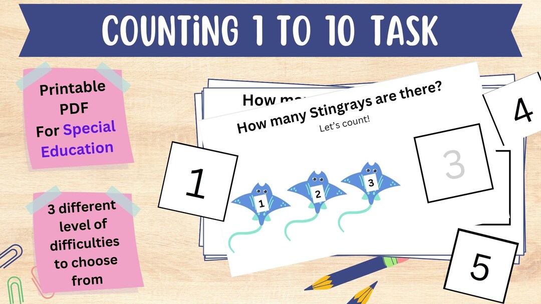 Counting 1 to 10 Folder Task Sea Creature for Special Education ...