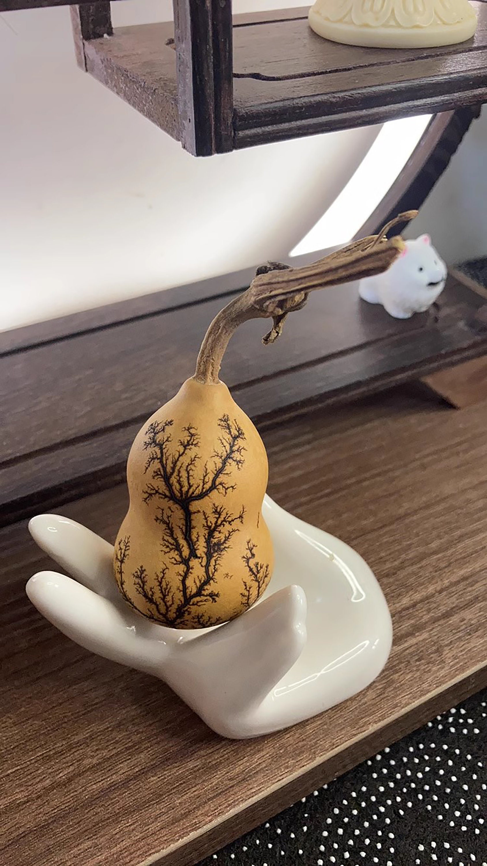 Gourd Art Piece With Lightning Strike Patterns Nature-inspired Decor ...