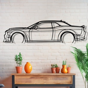 Challenger SRT Detailed Metal Silhouette Wall Art, Challenger Garage ...