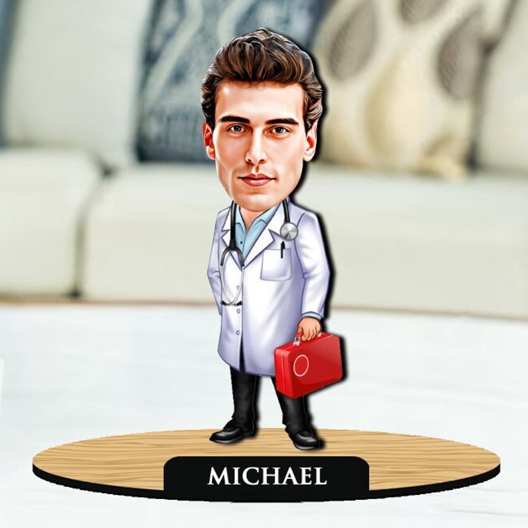 Doctor Figurine Trinket, Doctor Cartoon Portrait, Doctor Gift, Doctor ...