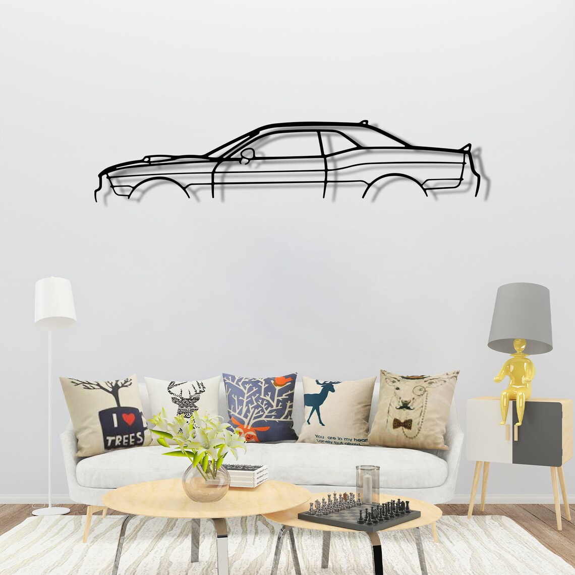 Challenger Scat Pack Metal Wall Art, Challenger Garage Wall Sign ...
