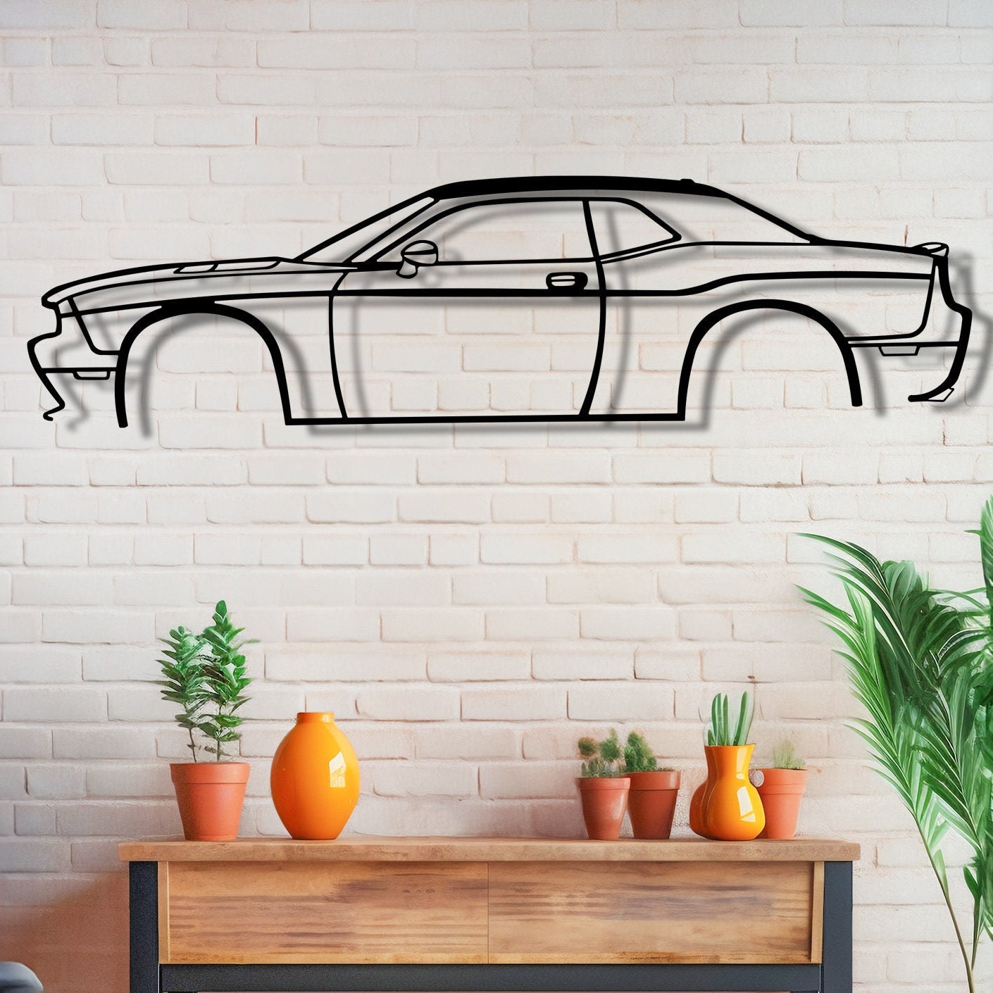 Challenger Metal Silhouette Wall Art, Challenger Garage Wall Sign ...