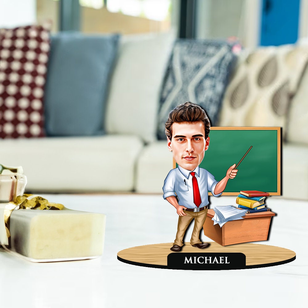 Teacher Figurine Trinket, Custom Cartoon Lecturer Portrait, Gift for ...
