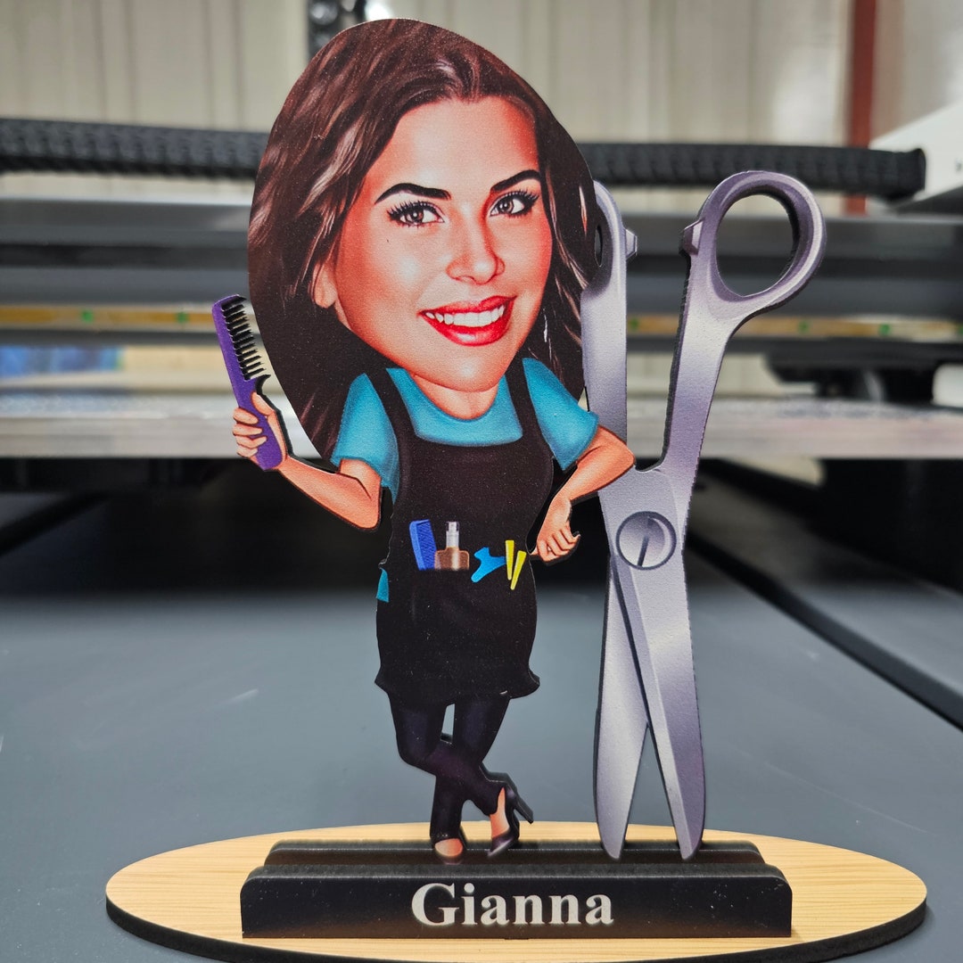 Hairdresser Figurine Trinket, Custom Cartoon Portrait, Birthday Gift ...