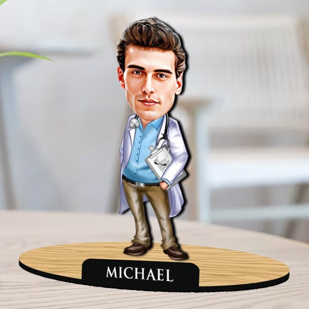 Doctor Figurine Trinket, Doctor Cartoon Portrait, Doctor Gift, Doctor ...