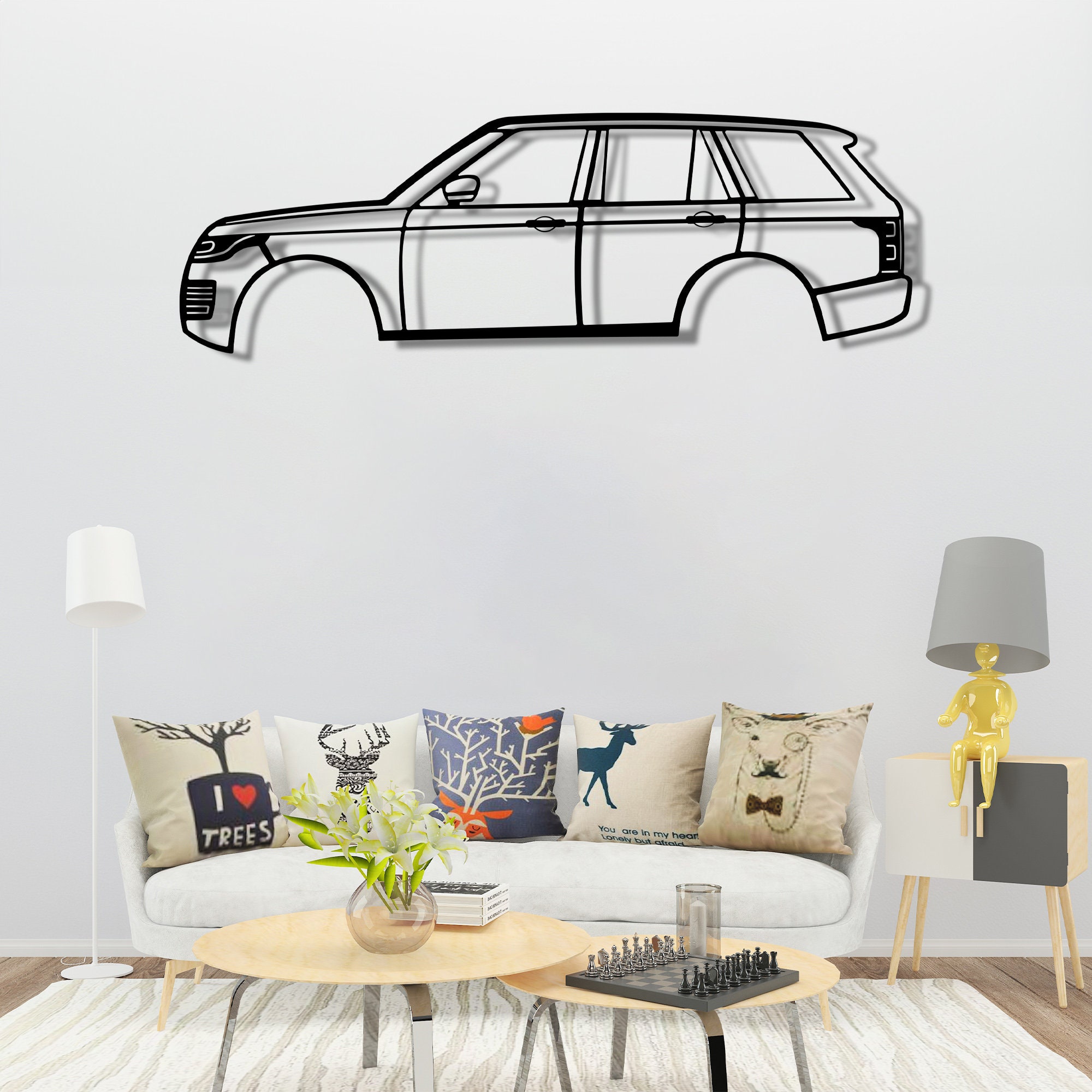 Range Rover Vogue Silhouette, Custom Metal Silhouette Wall Art, Car ...