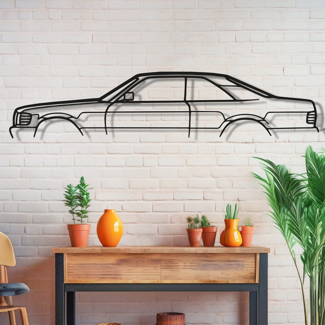 500 Sec Coupe Metal Silhouette Wall Art, Car Silhouette Garage Wall ...