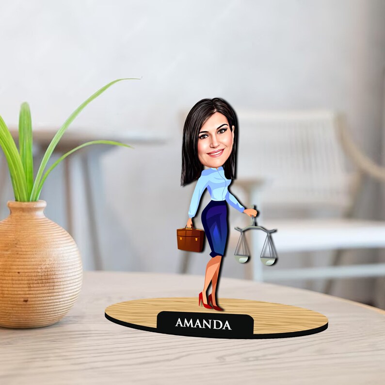 Personalized 3D Wooden Cartooned Lawyer Figurine Trinket, Custom ...
