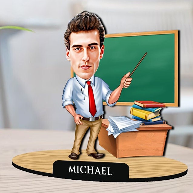 Teacher Figurine Trinket, Custom Cartoon Lecturer Portrait, Gift for ...