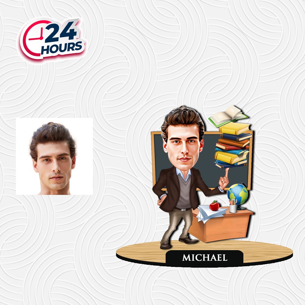 Teacher Figurine Trinket, Custom Cartoon Lecturer Portrait, Gift for ...
