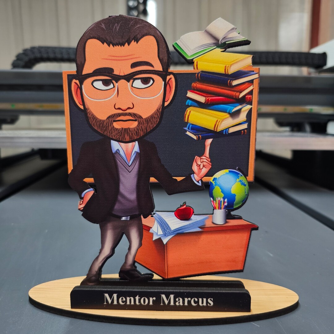 Teacher Figurine Trinket, Custom Cartoon Lecturer Portrait, Gift for ...