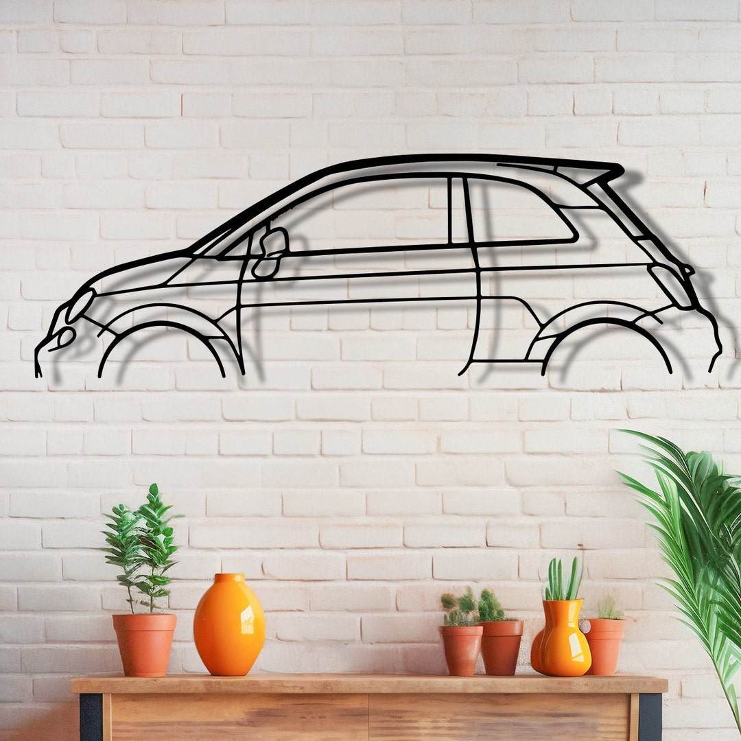 Fiat 500 Metal Wall Art, Car Garage Wall Sign, Racing Automobile Decor ...