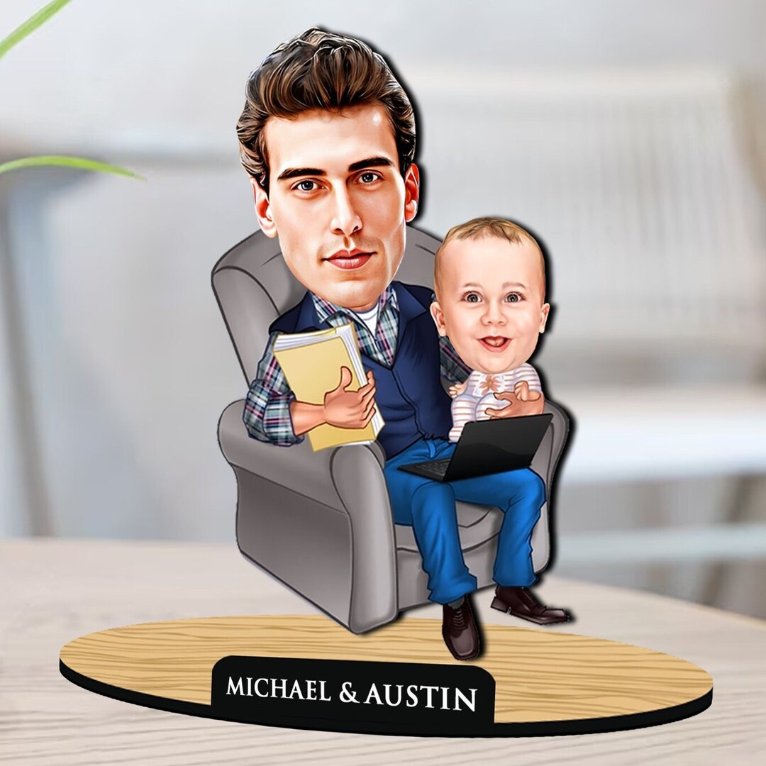 Father and Son Trinket, Cartoon Family Trinket, Family Cartoon Figurine ...