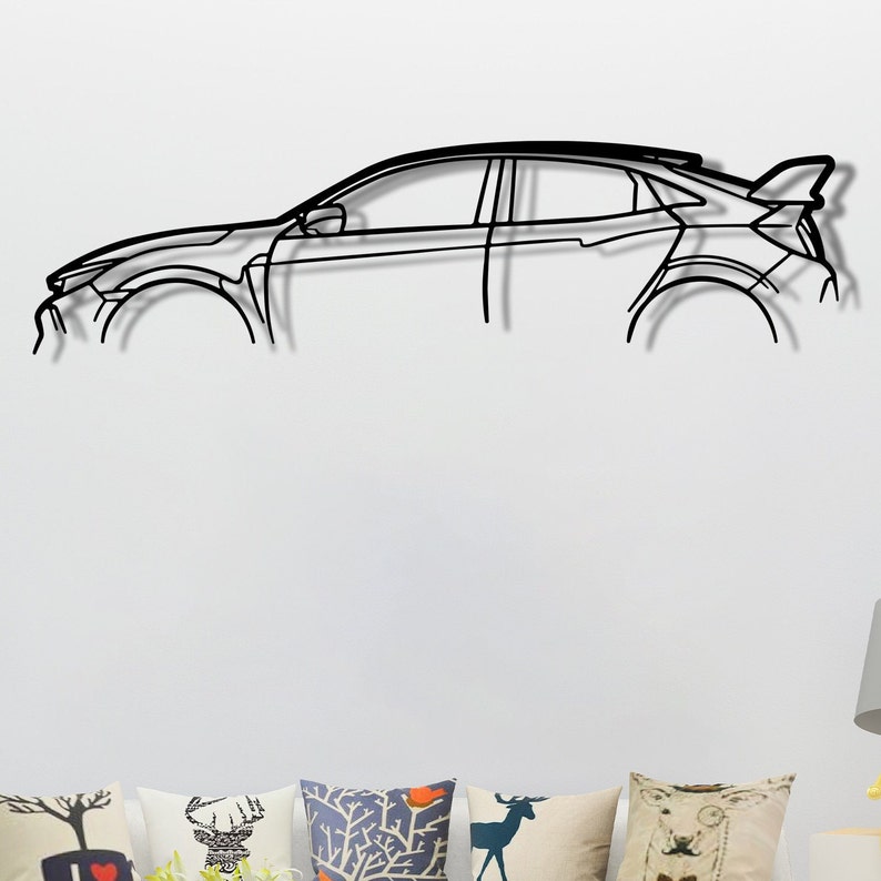 Honda Civic Type R Metal Silhouette Wall Art, Civic Garage, Car ...