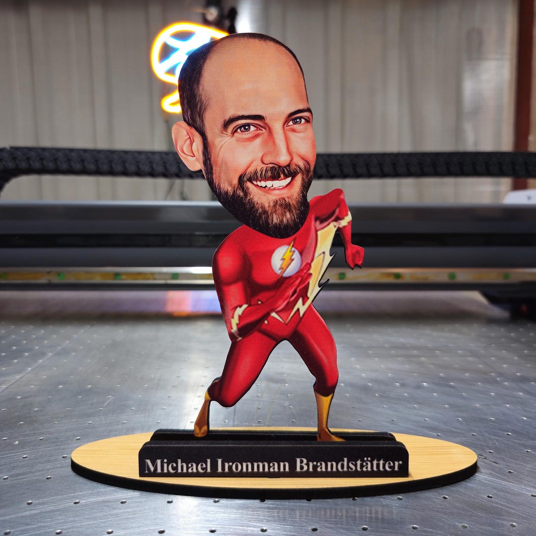 Flash Figurine Trinket, Custom Cartoon Man Portrait, Flash Birthday ...