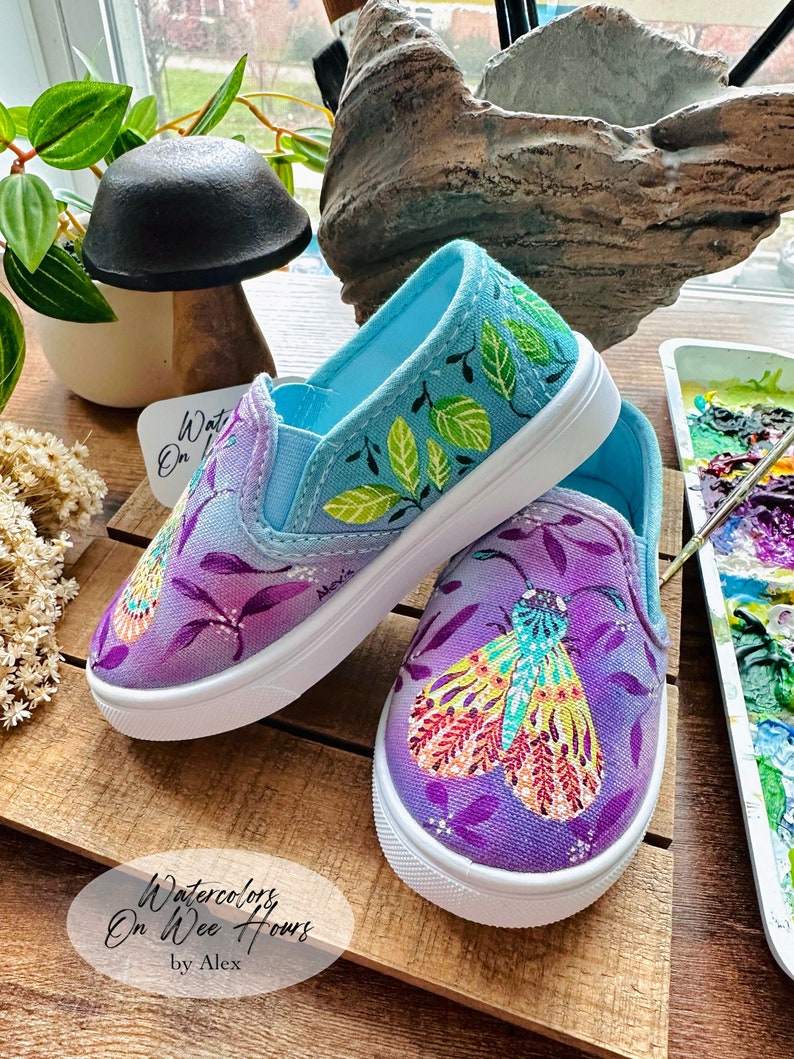 Hand Painted With Cute Bugs and Leaves SPRING TODDLER SHOES - Etsy