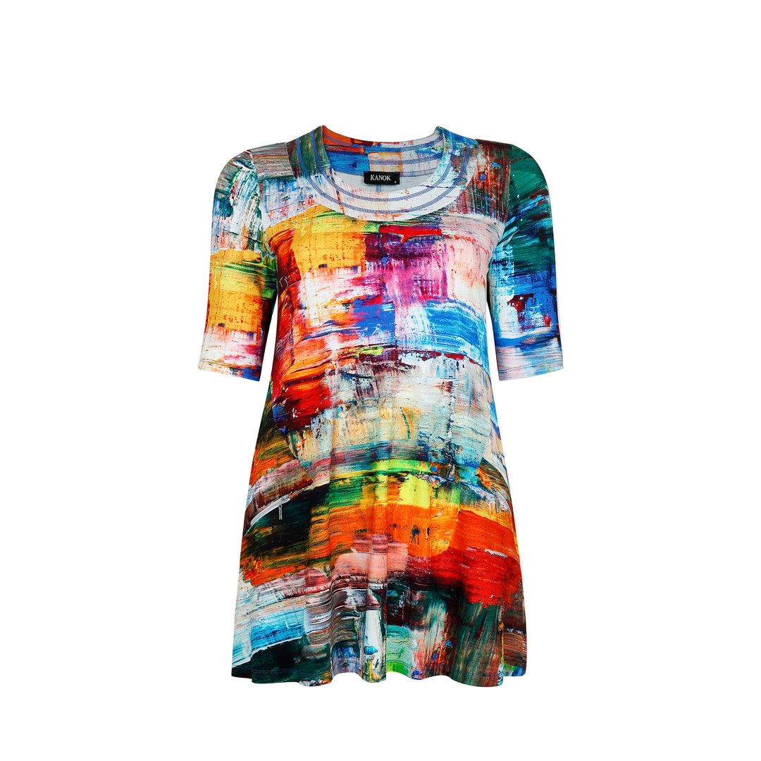Plus Size, A Shape Tunic, Printed Tunic, Abstract Print, Printed Jersey ...