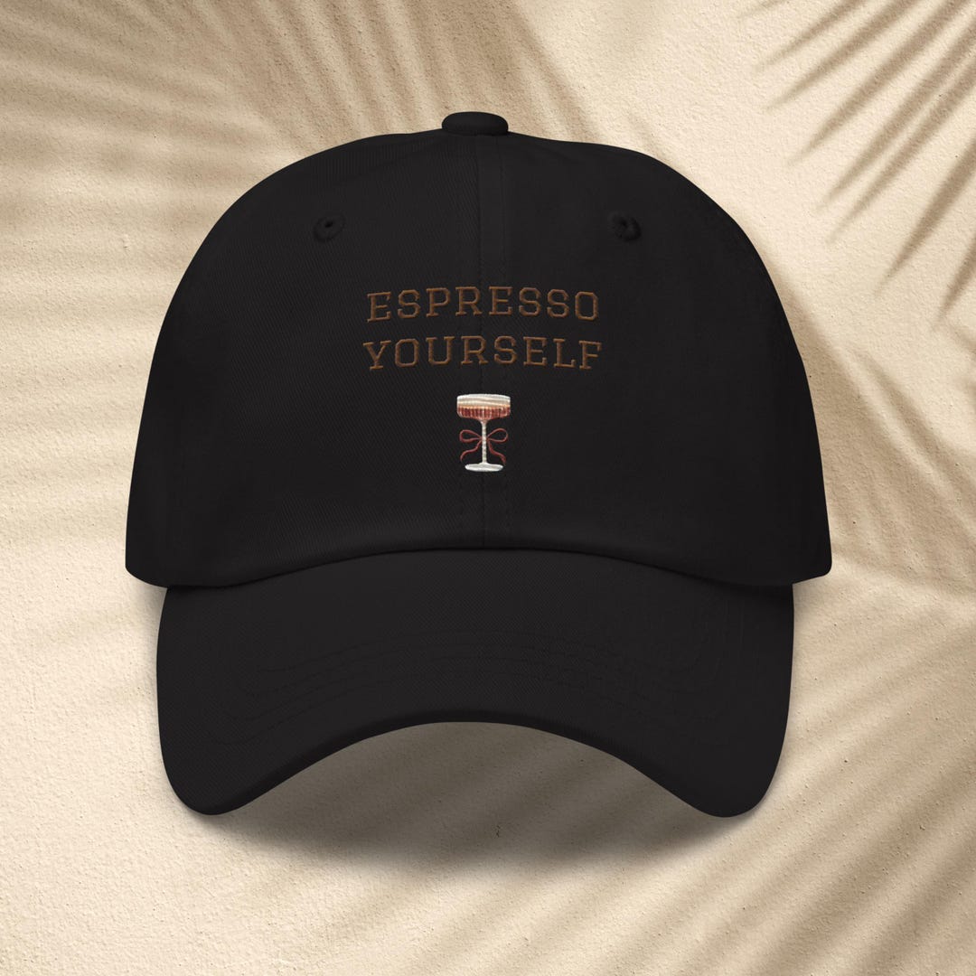 Espresso Martini Embroidered Baseball Cap, Cute Embroidered Hat ...