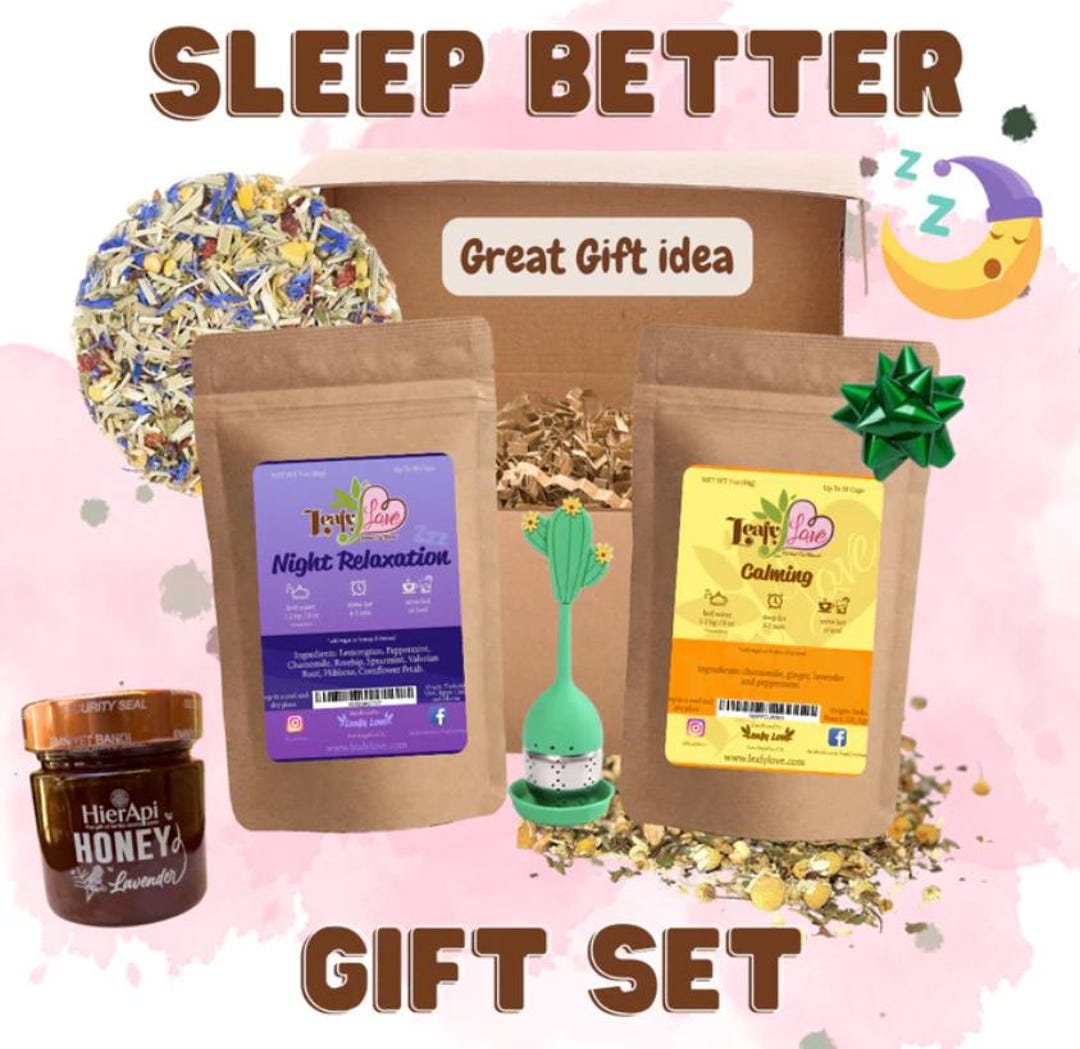 Sleep Better Tea Gift Set | Herbal Sleep Tea Honey Set | Calming ...