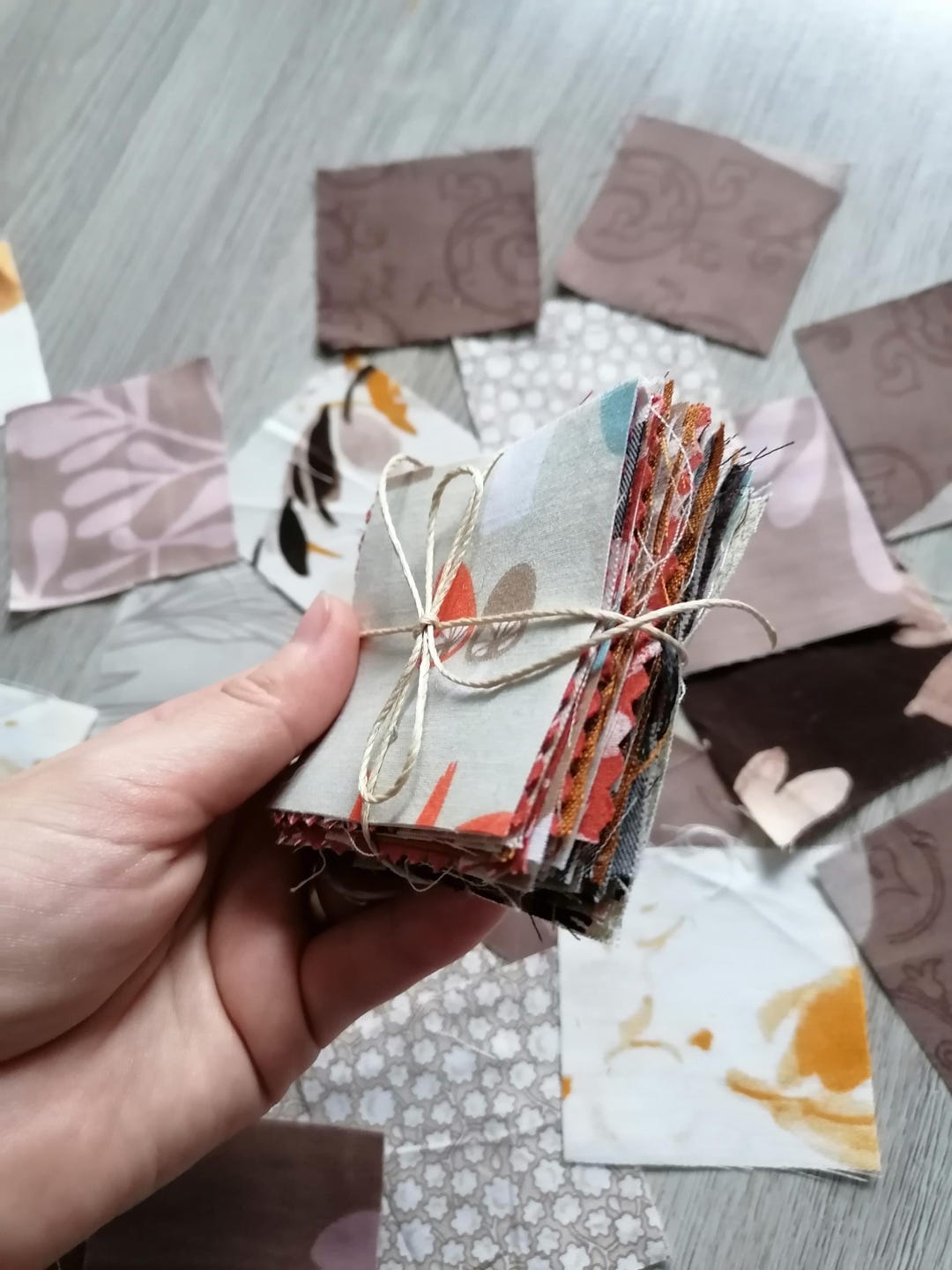 Mini Brown Fabric Scrap Mystery Pack, DIY Patchwork Kit, Junk Journal ...