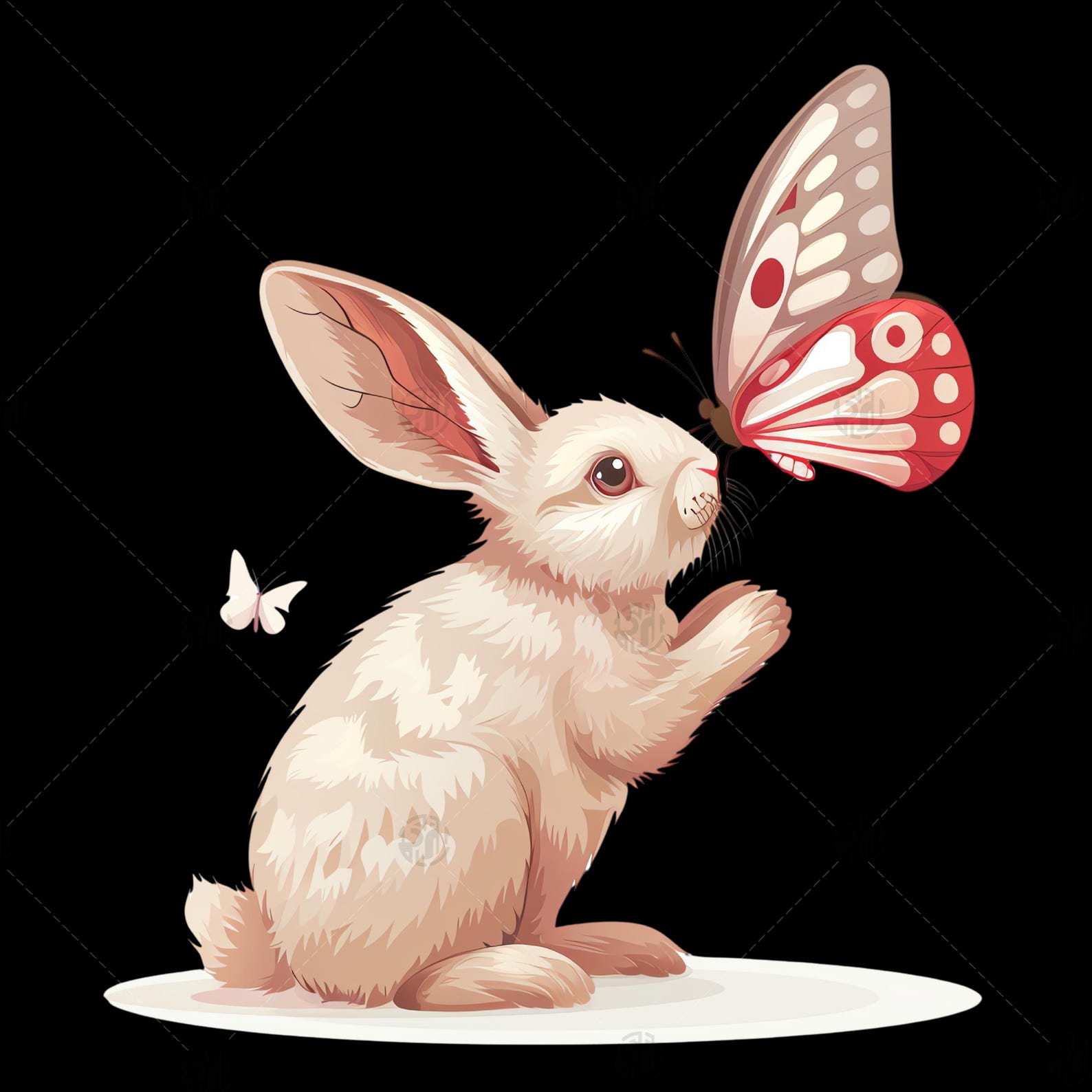 Watercolor Bunny and Butterfly PNG, Cute Animal Clip Art, Woodland ...
