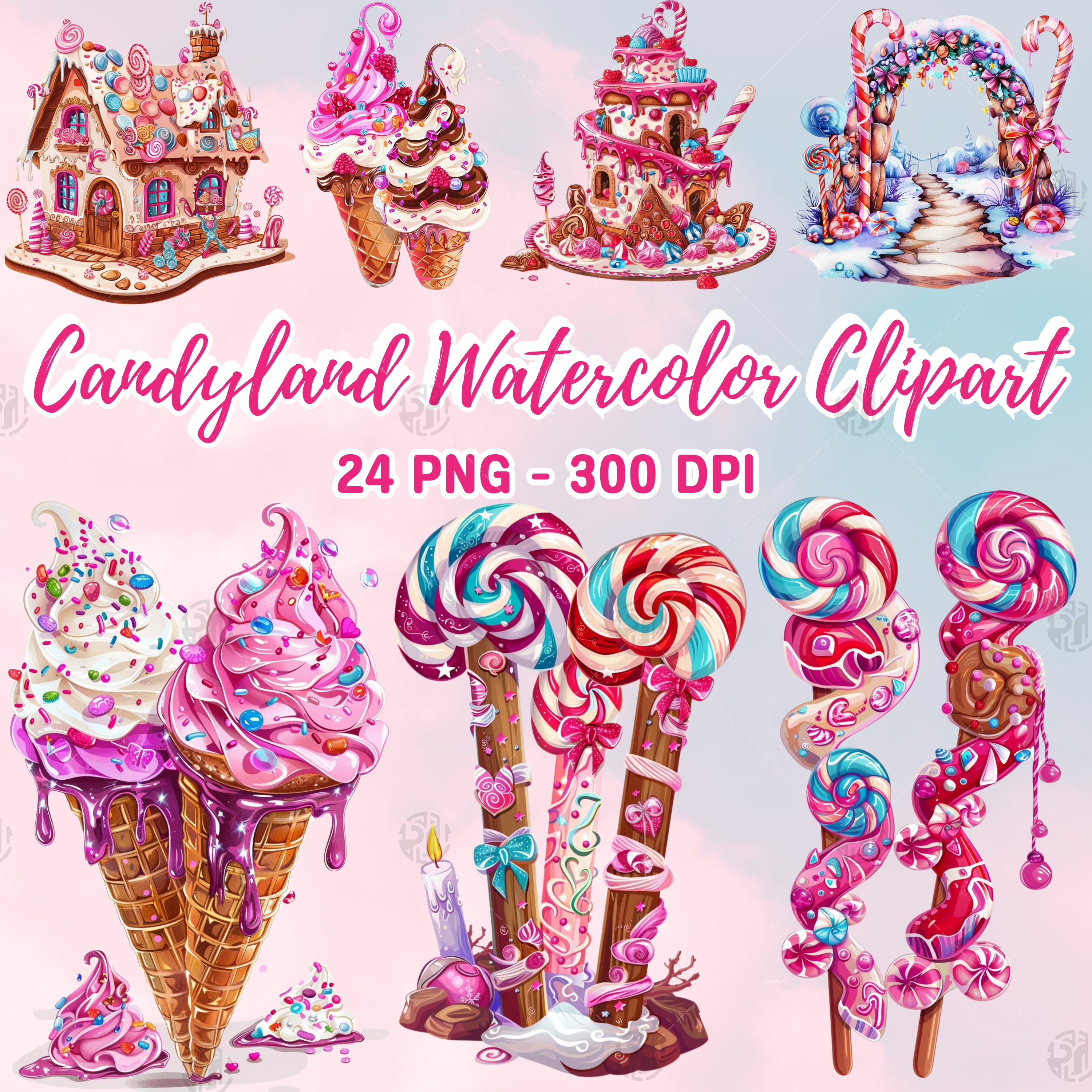 Watercolor Candyland PNG, Desserts Clip Art Portrait, Ice Cream Clipart ...
