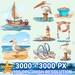 Watercolor Nautical Summer Beach PNG, Ocean Clip Art Portrait, Travel ...