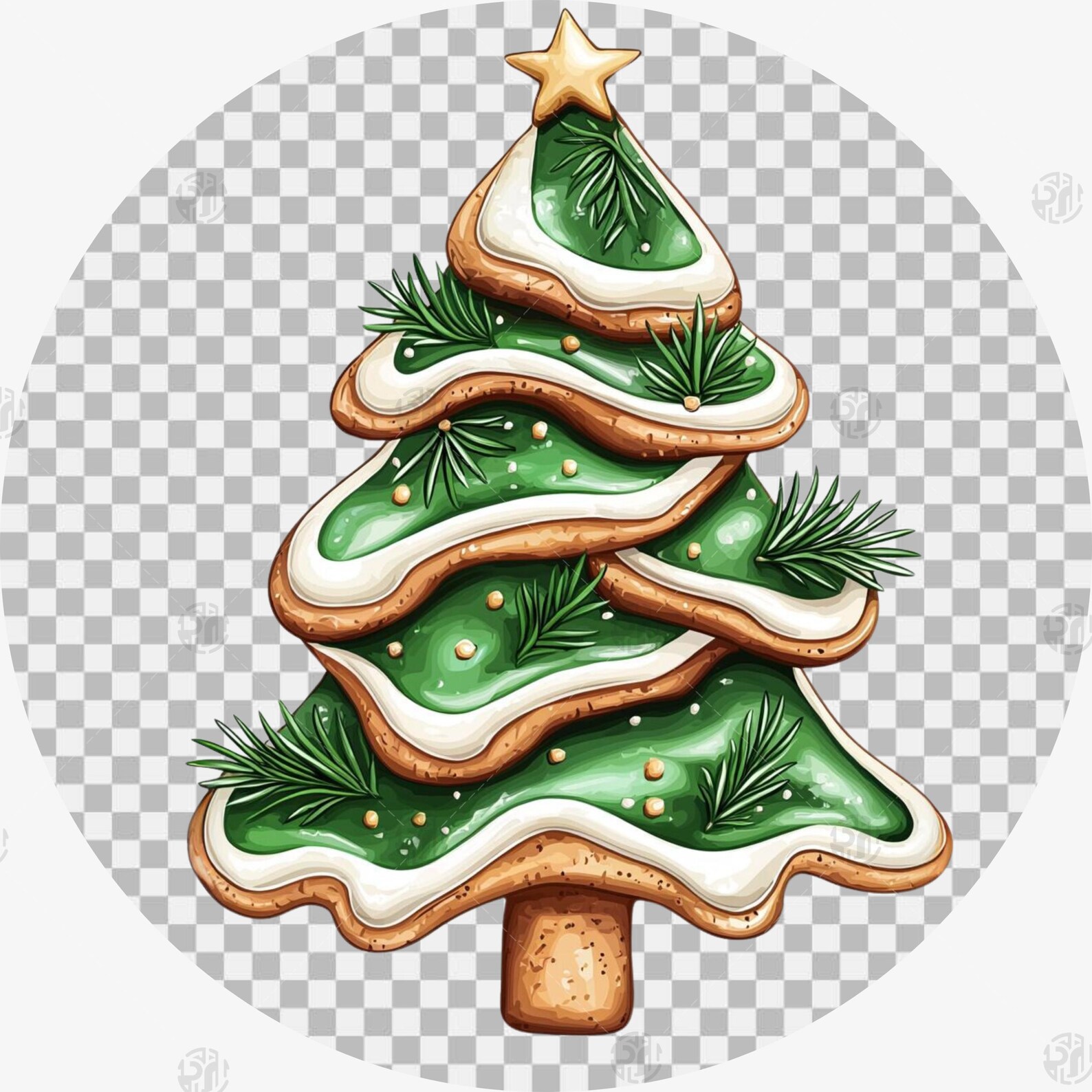 Watercolor Christmas Tree Cookie PNG, Festive Baking Cookies Clip Art ...