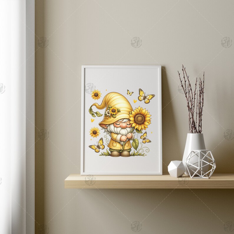 Watercolor Sunflower Gnome PNG, Cute Sunflowers Gnomes Clipart ...