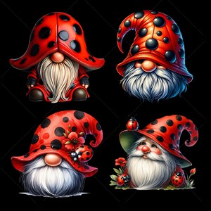 Watercolor Ladybug Gnome PNG, Cute Love Bug Gnomes Clipart, Spring ...