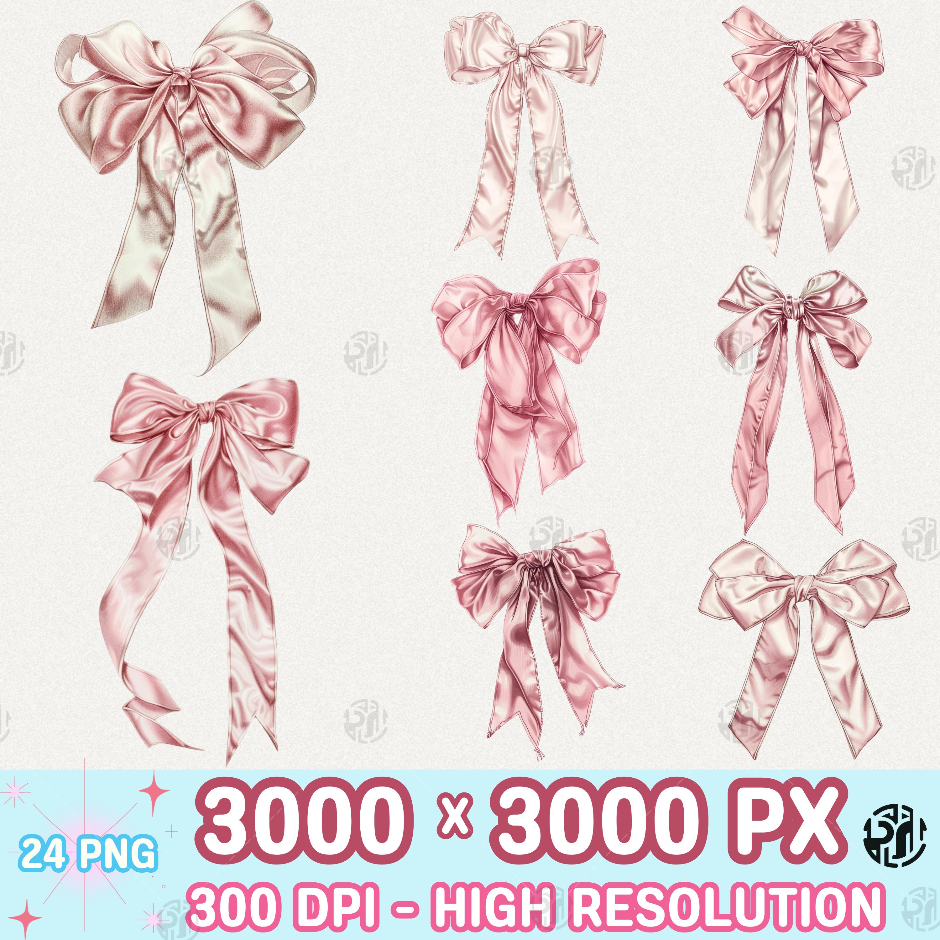 Watercolor Cute Pink Bow PNG, Coquette Bows Clip Art Portrait, Pretty ...