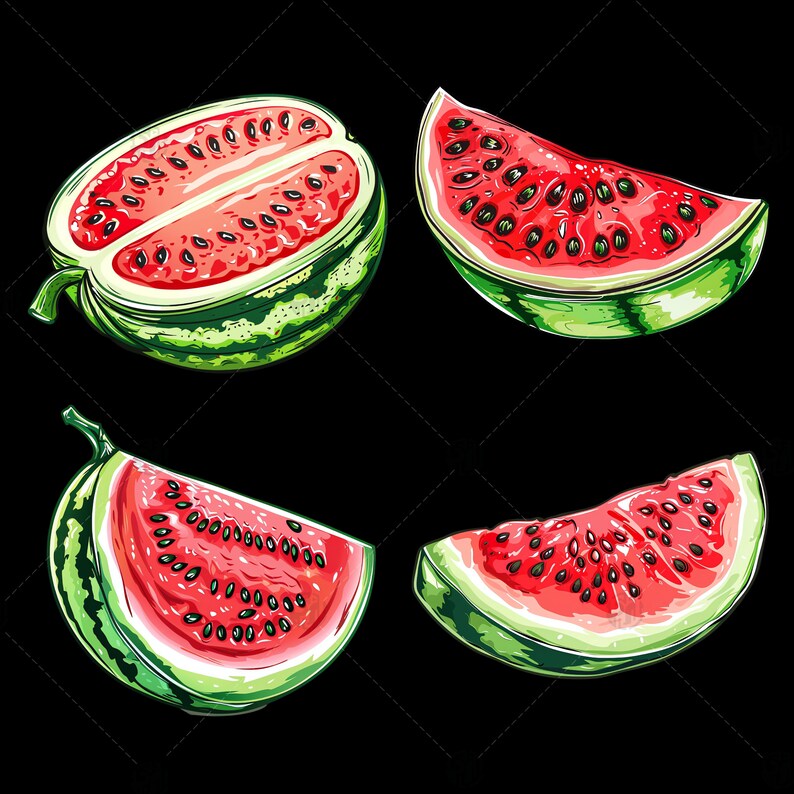 Watercolor Juicy Watermelon Slice PNG, Picnic Clip Art, Summer Fruit ...