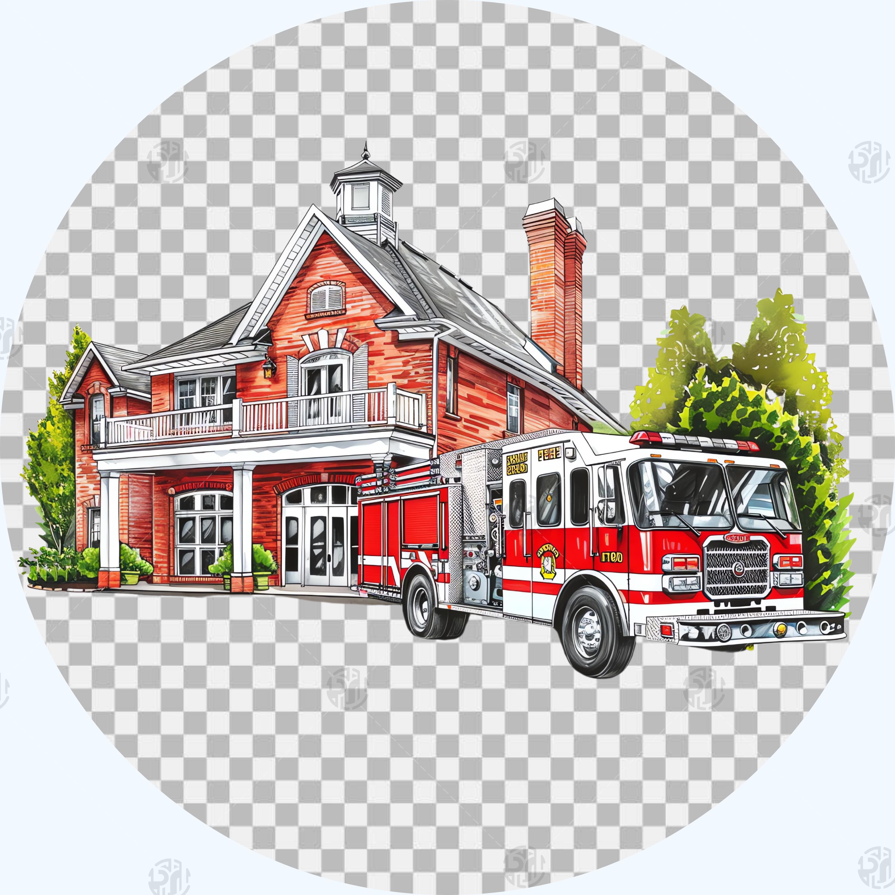 Watercolor Firefighter PNG, Fire Truck Station Clip Art, Firetruck ...