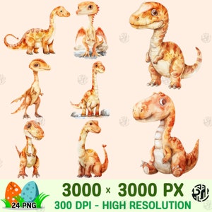 Watercolor Cute Dinosaur With Orange Spots PNG, Baby Dinosaur Clip Art ...